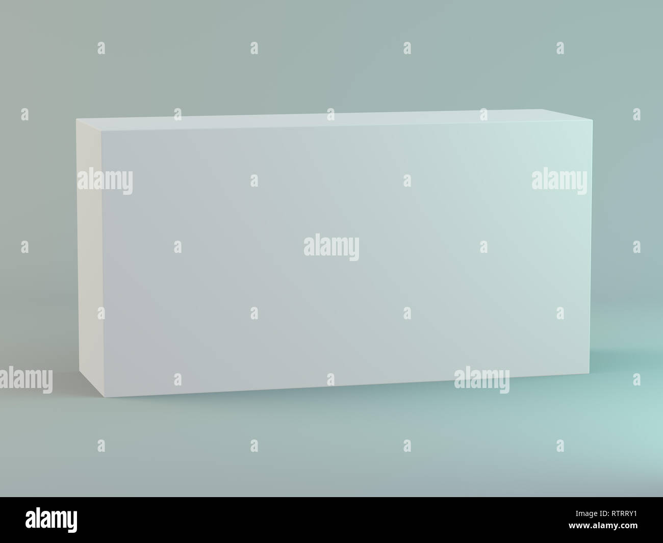 Blank horizontal box on white background with reflection. 3D rendering ... Blank horizontal box on white background with reflection. 3D rendering ...