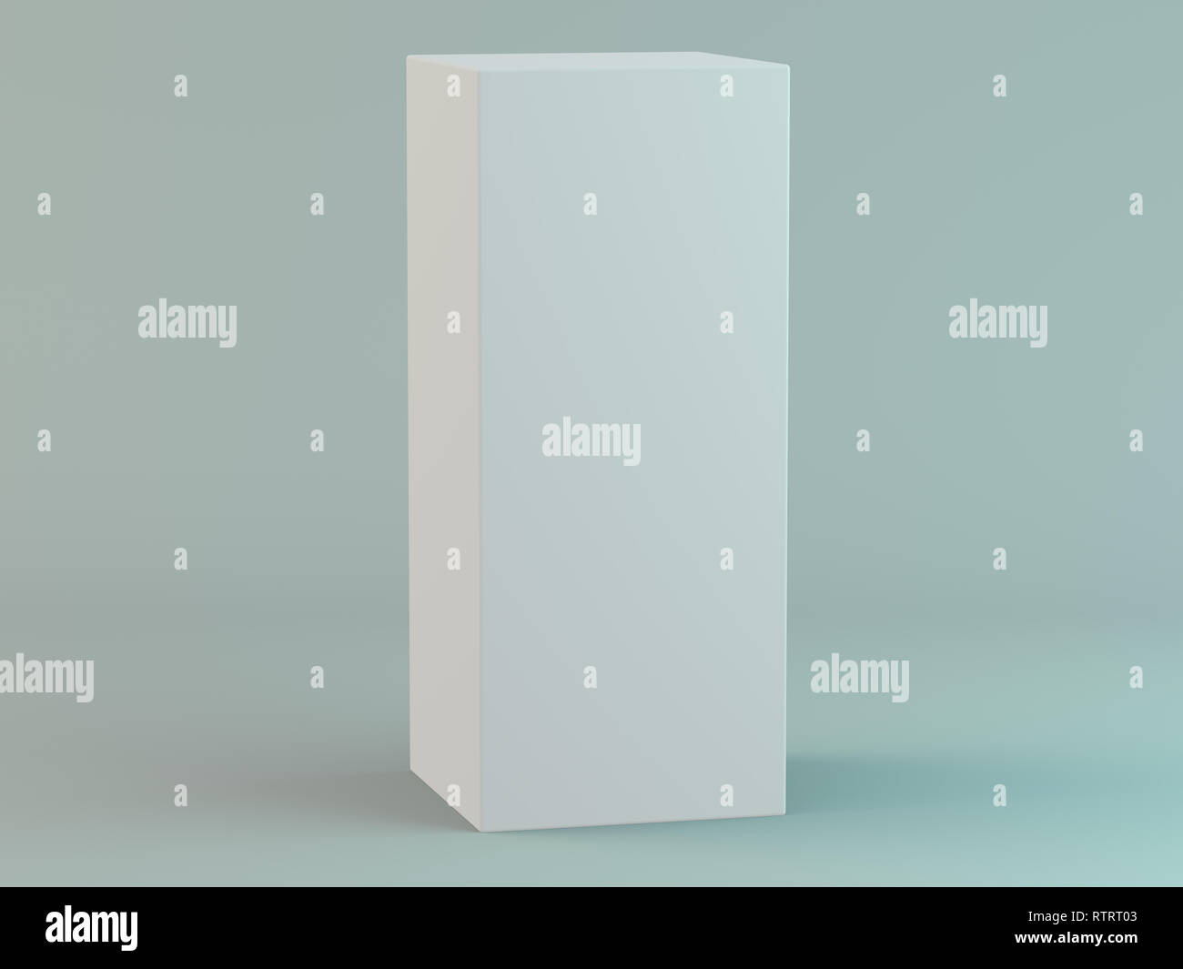 Blank vertical box on white background with reflection. 3D rendering ...