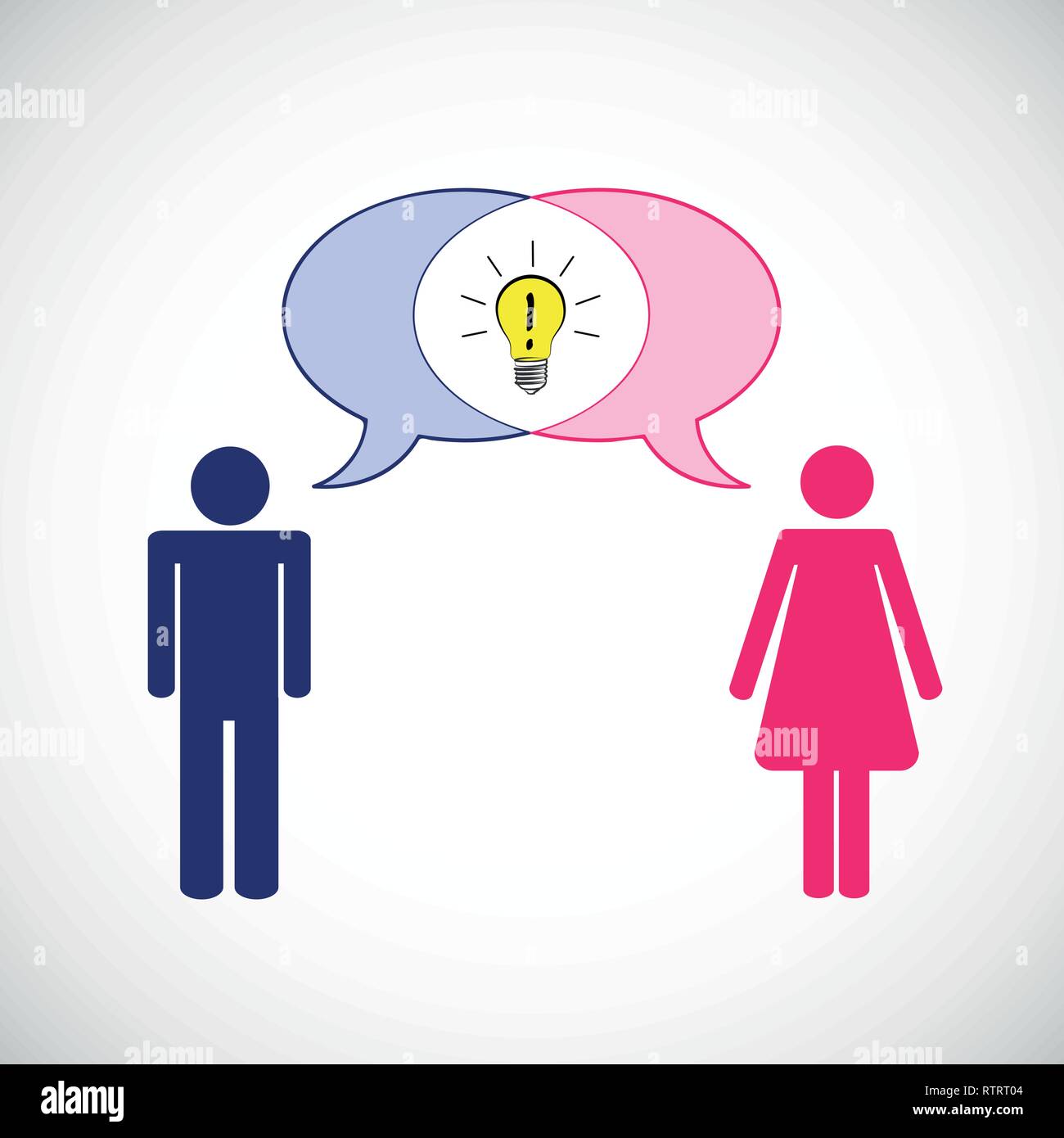 man and woman have one idea communication concept pictogram vector ...