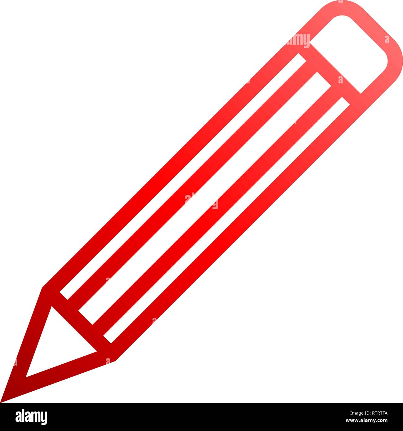 Pencil symbol icon - red gradient outline, isolated - vector ...