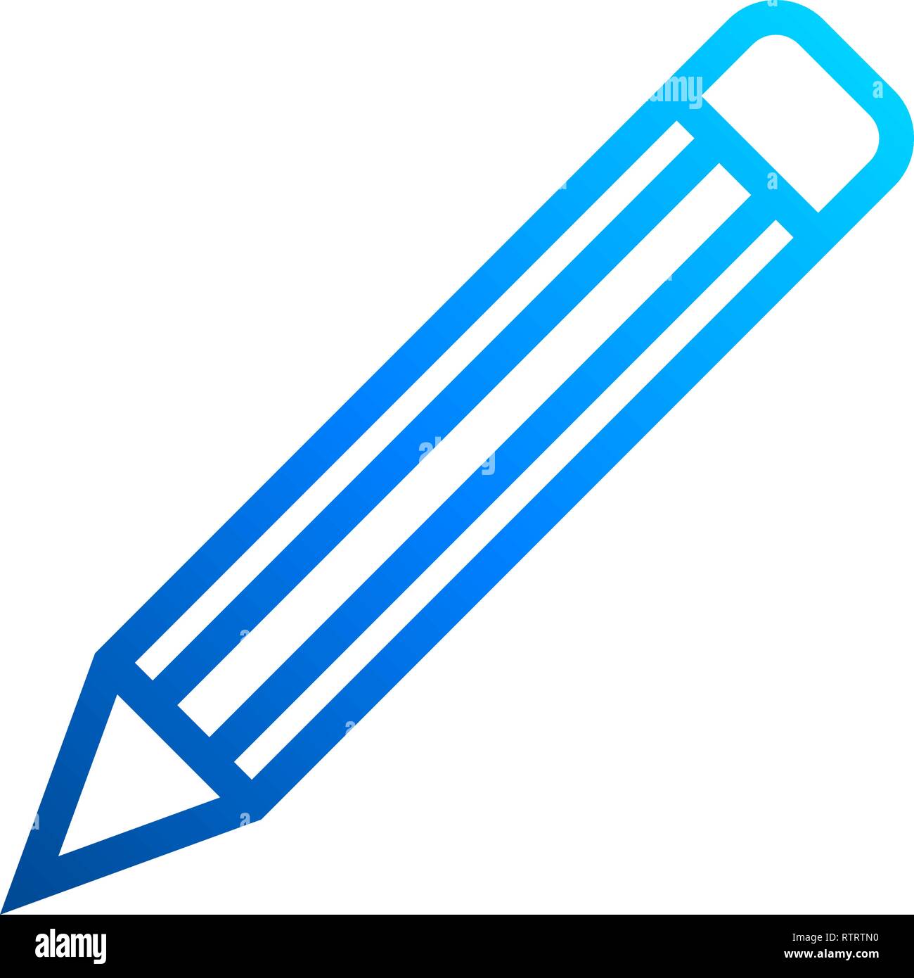Pencil symbol icon - blue gradient outline, isolated - vector ...