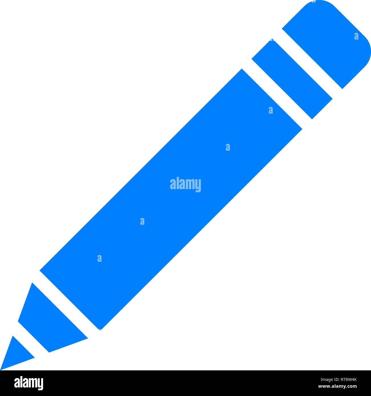 Pencil symbol icon - blue simple, isolated - vector illustration Stock ...