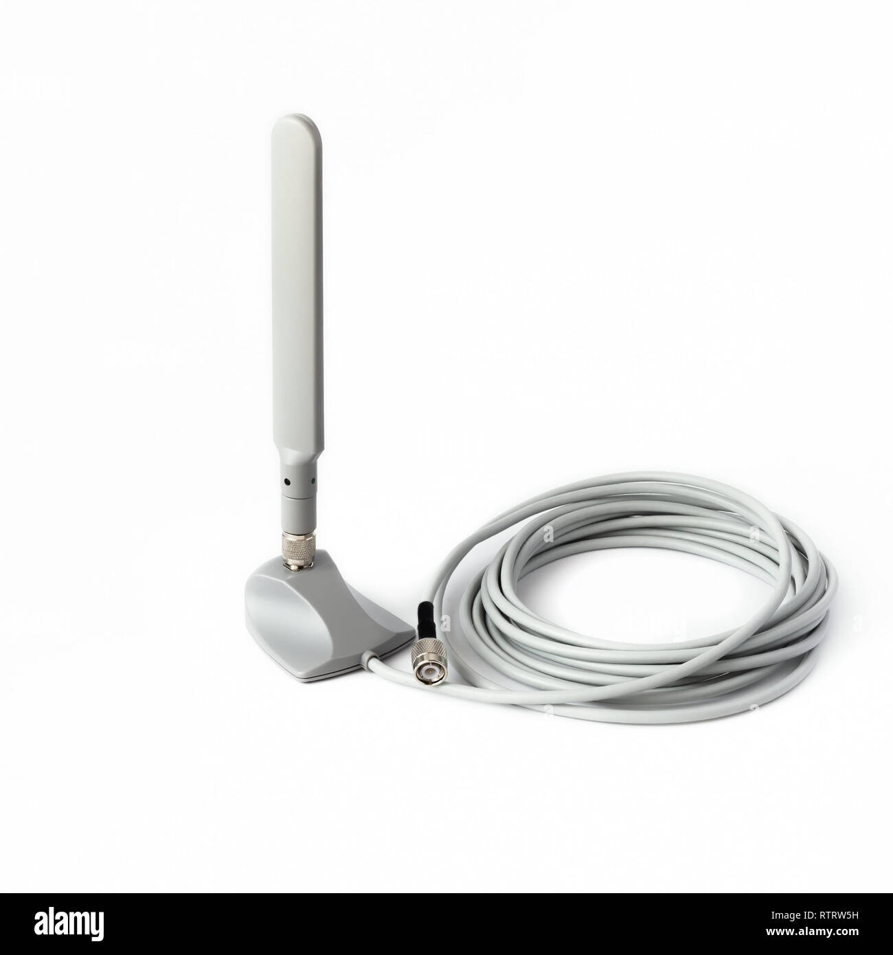 portable GSM antenna with cable and connector on white background Stock ...