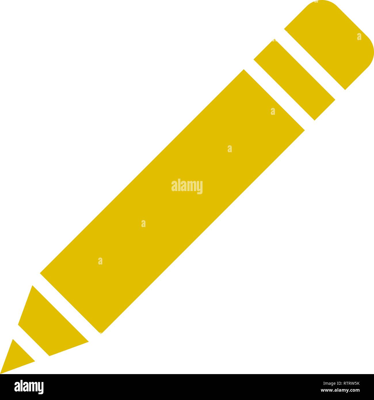 Pencil symbol icon - golden simple, isolated - vector illustration ...