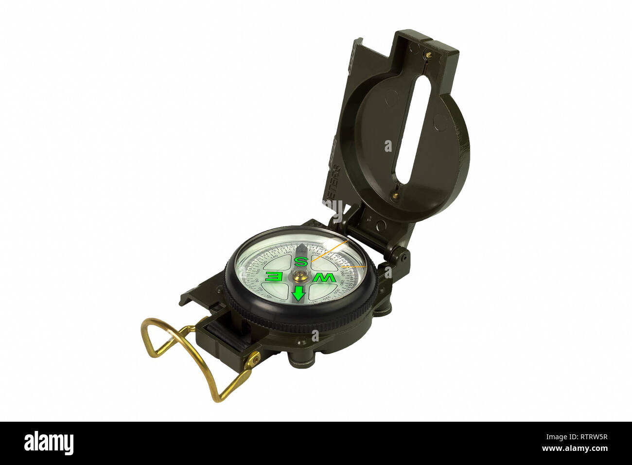 Compass with the lid open on a white background isolated Stock Photo ...