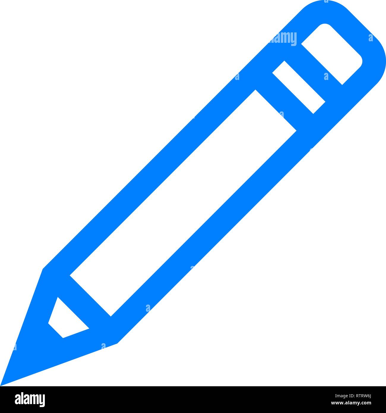 Pencil symbol icon - blue simple outline, isolated - vector ...