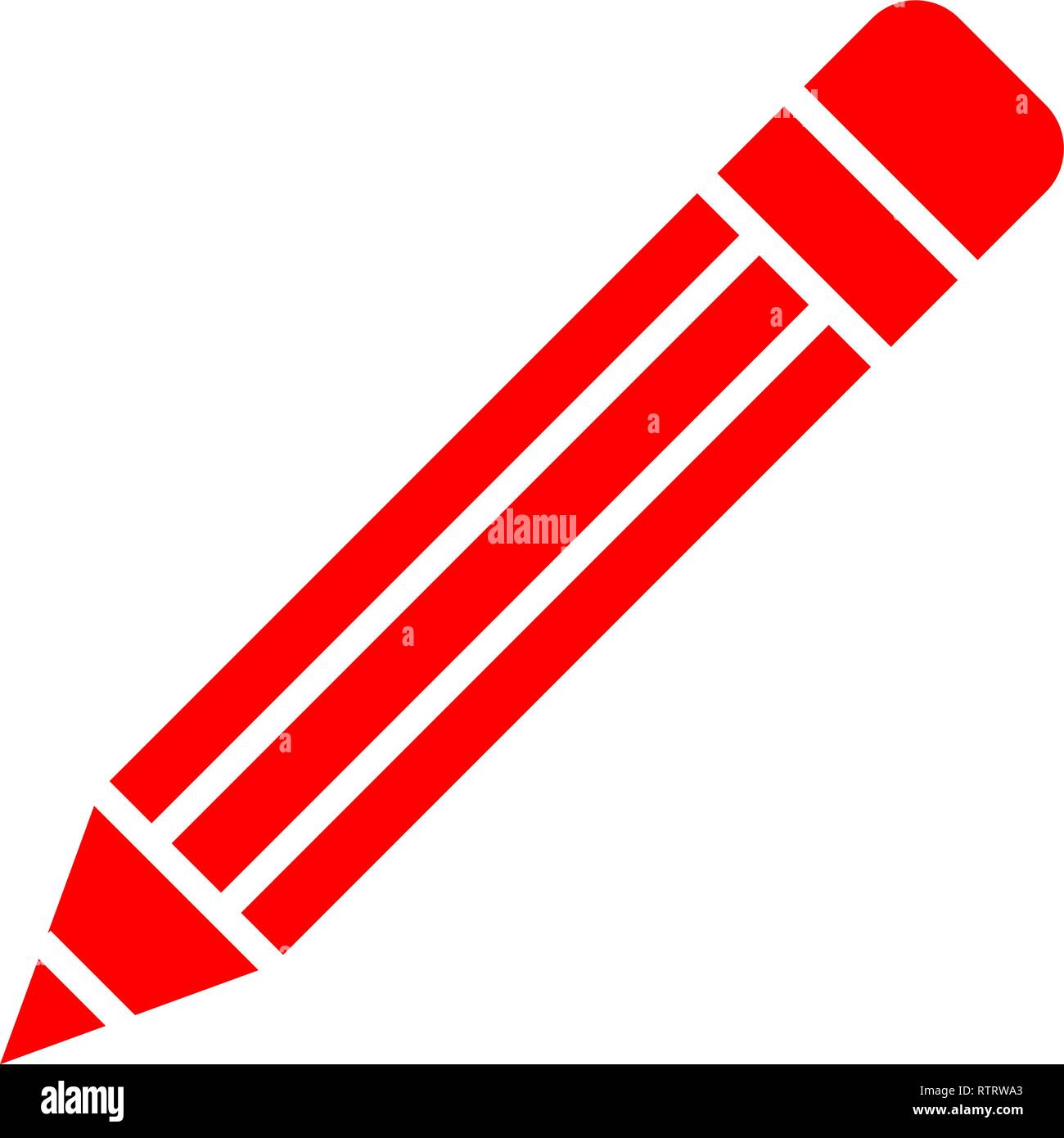 Pencil symbol icon - red simple, isolated - vector illustration Stock ...
