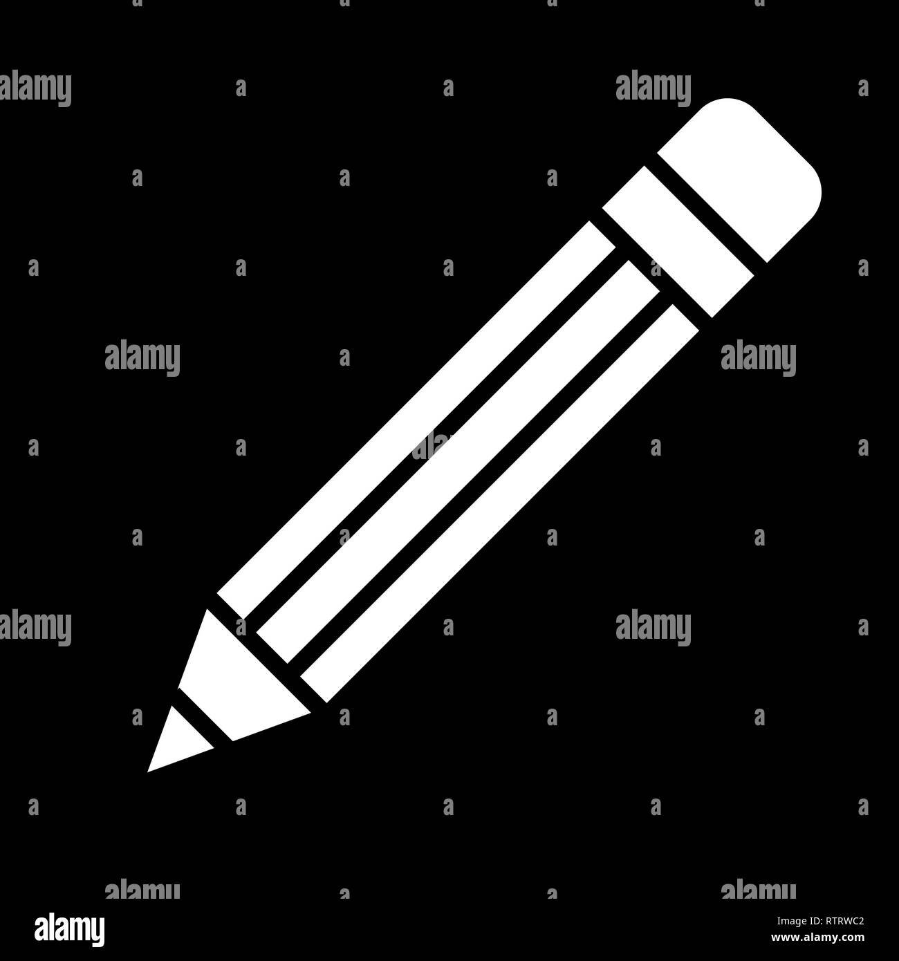 Pencil symbol icon - white simple, isolated - vector illustration Stock ...