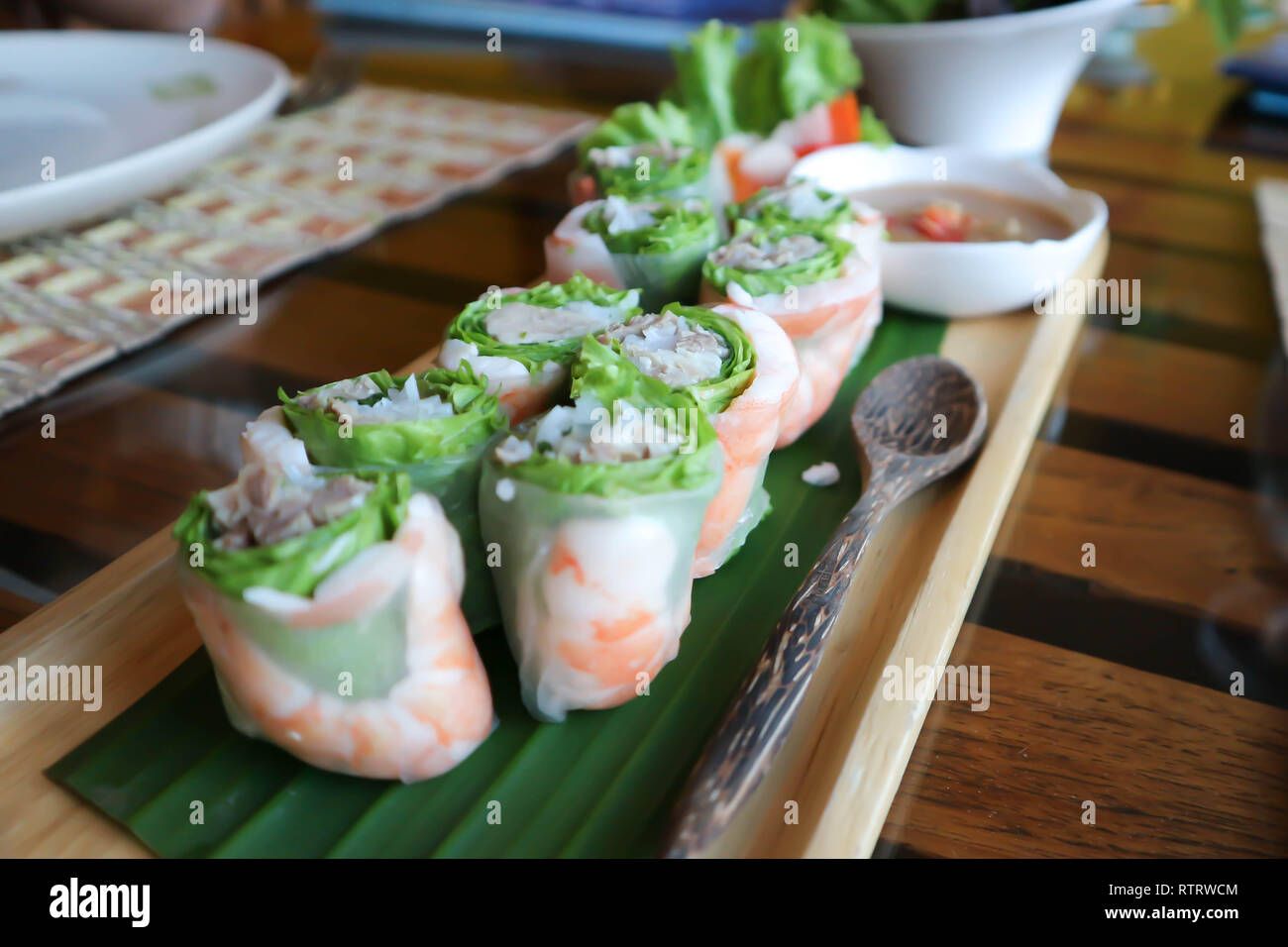 noodle roll or rice noodle roll or Vietnamese roll with sauce Stock ...