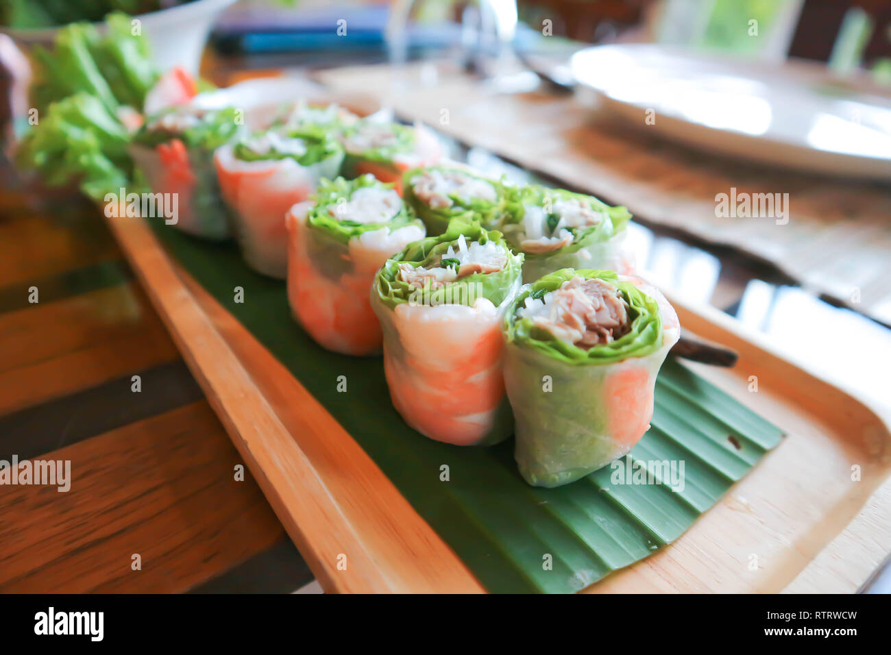 noodle roll or rice noodle roll or Vietnamese roll with sauce Stock ...