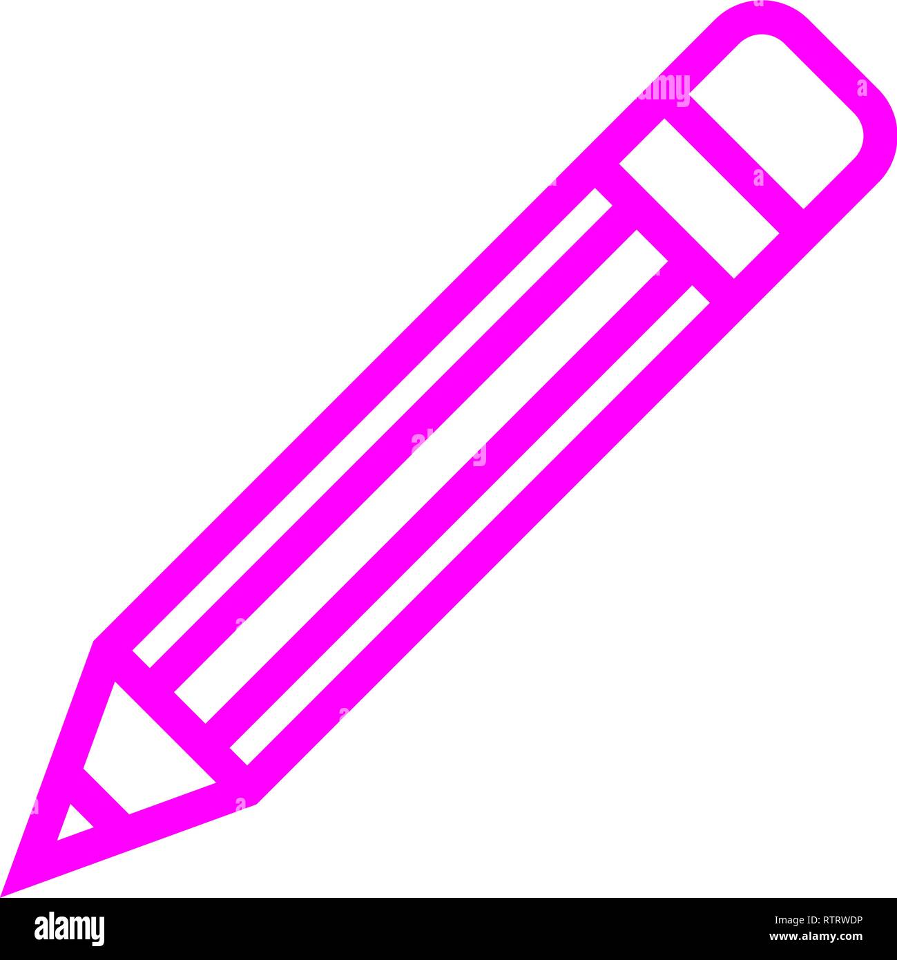 Pencil symbol icon - purple simple outline, isolated - vector ...