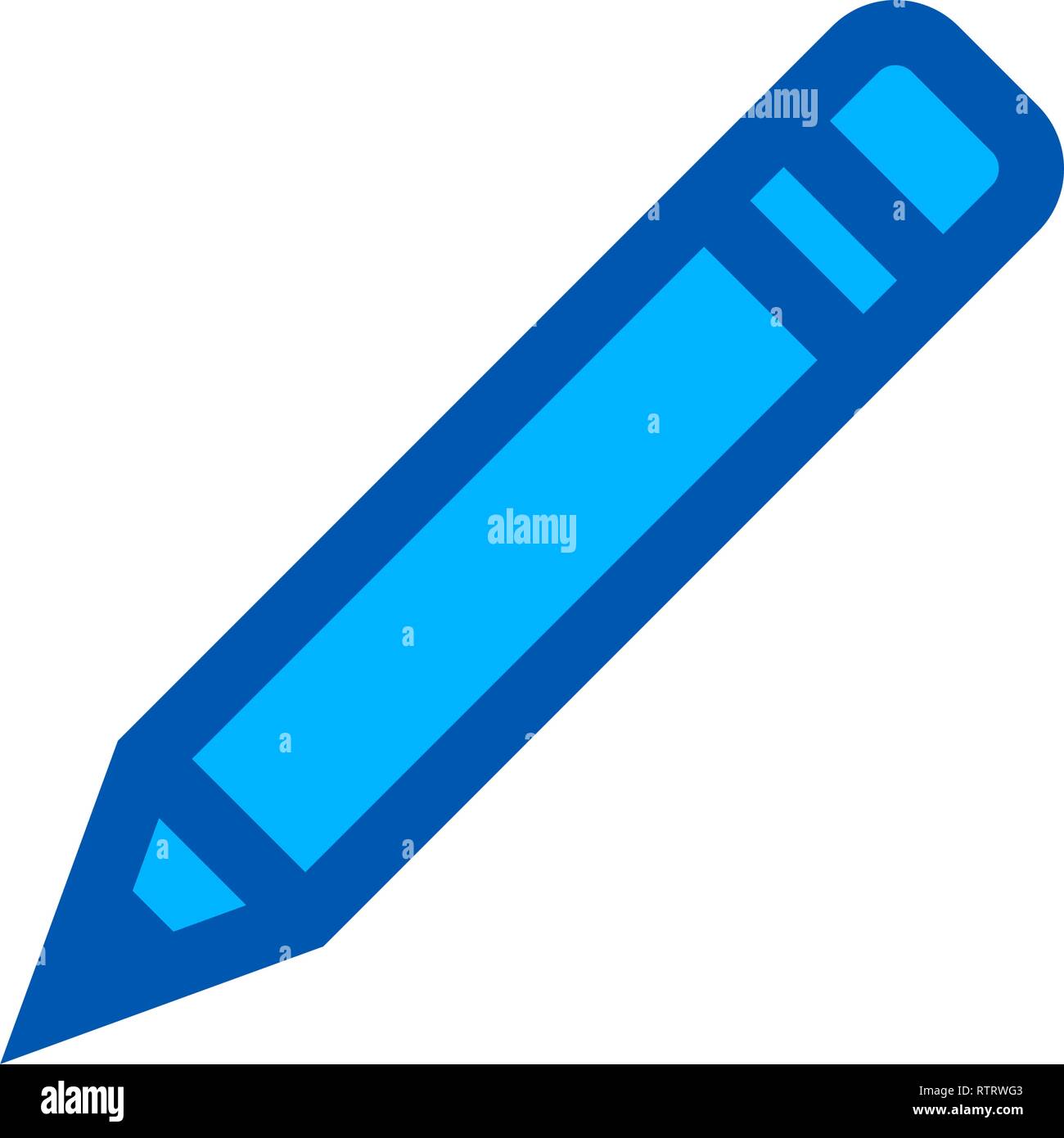 Pencil symbol icon - blue simple with outline, isolated - vector ...