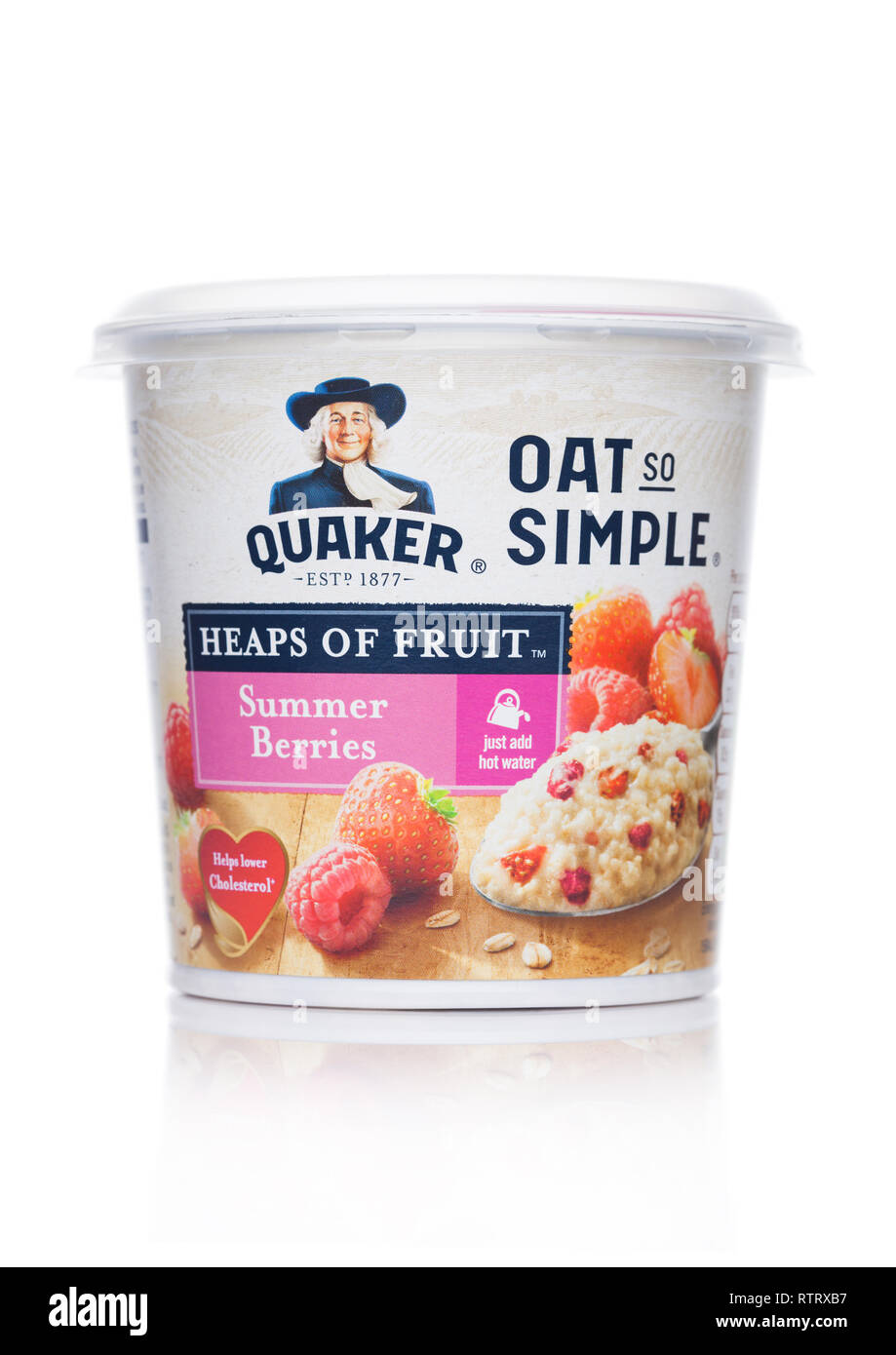 LONDON, UK - MARCH 01, 2019: Cup of Quaker Oat so Simple Porridge with ...