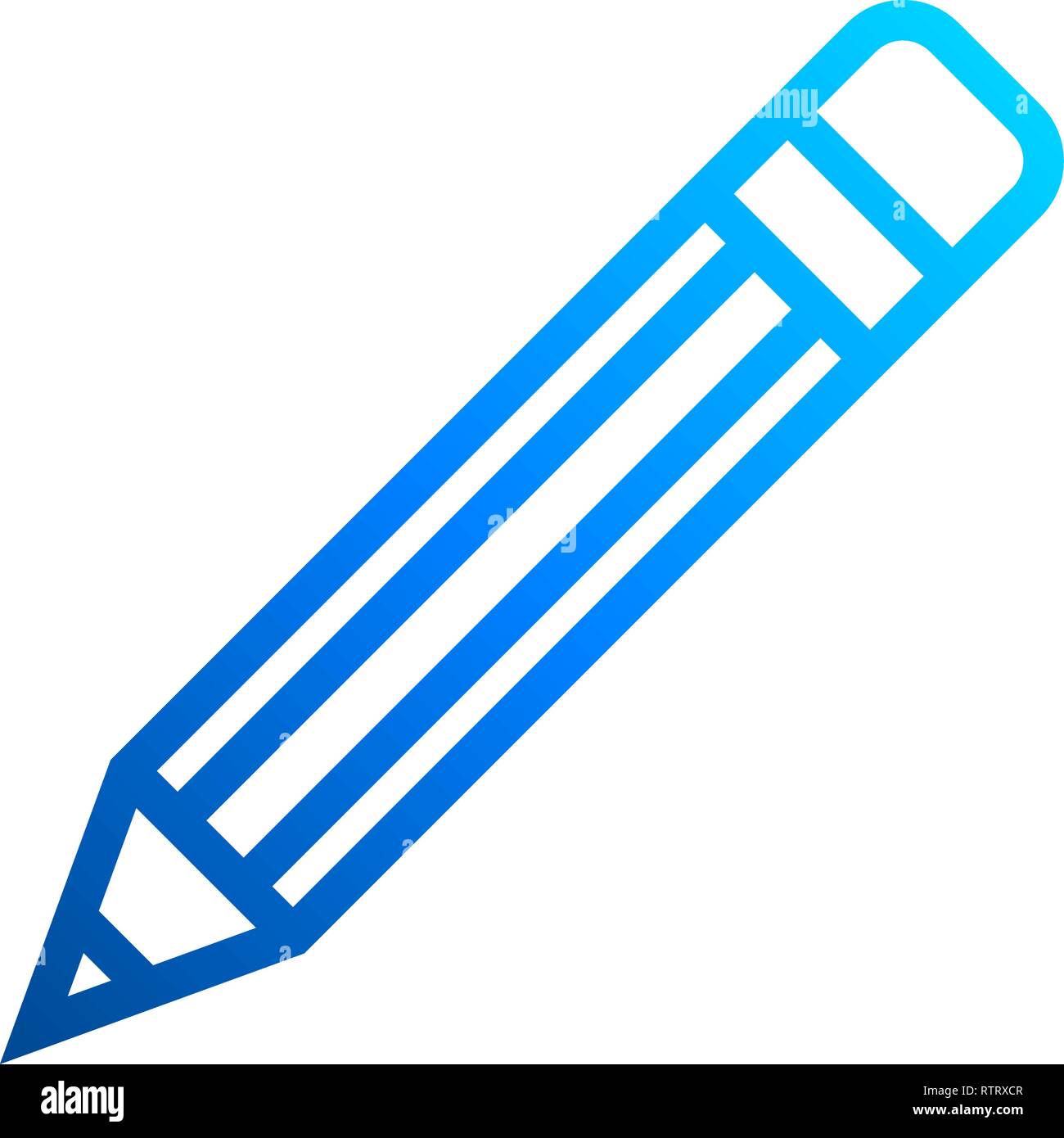 Pencil symbol icon - blue gradient outline, isolated - vector ...