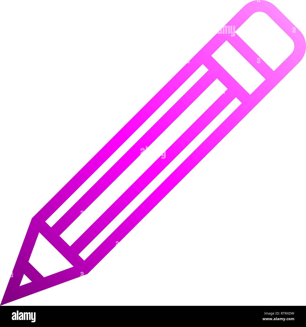 Pencil symbol icon - purple gradient outline, isolated - vector ...