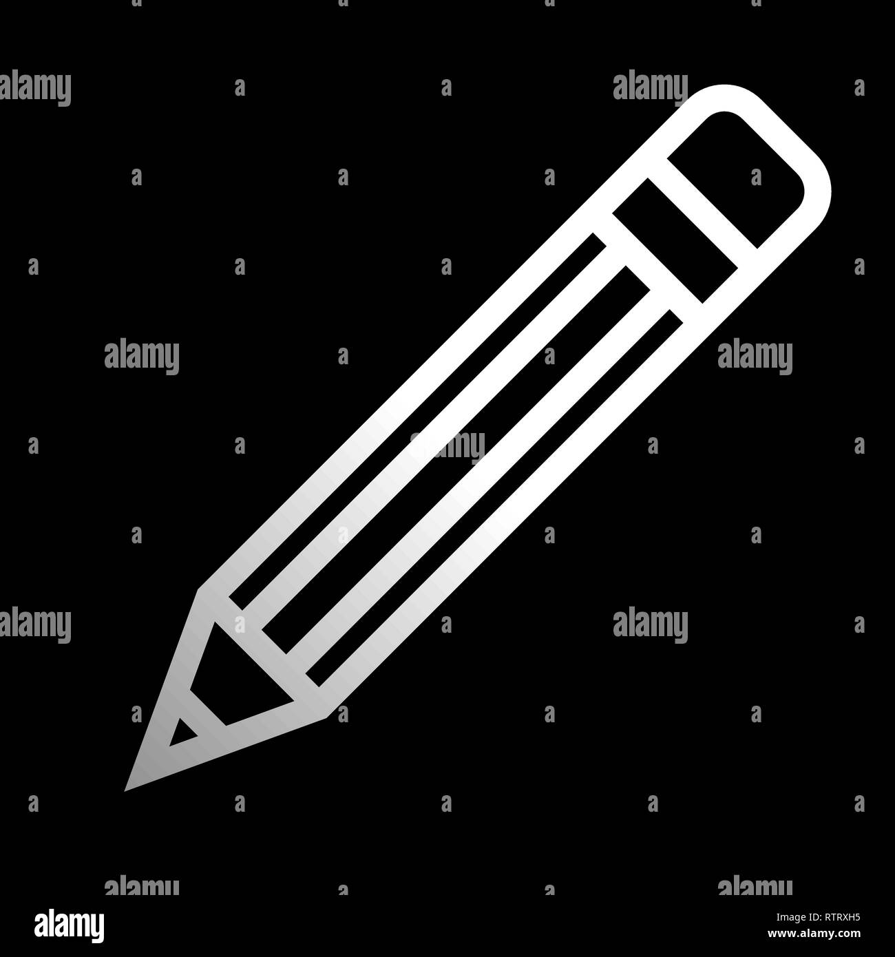 Pencil symbol icon - white gradient outline, isolated - vector ...