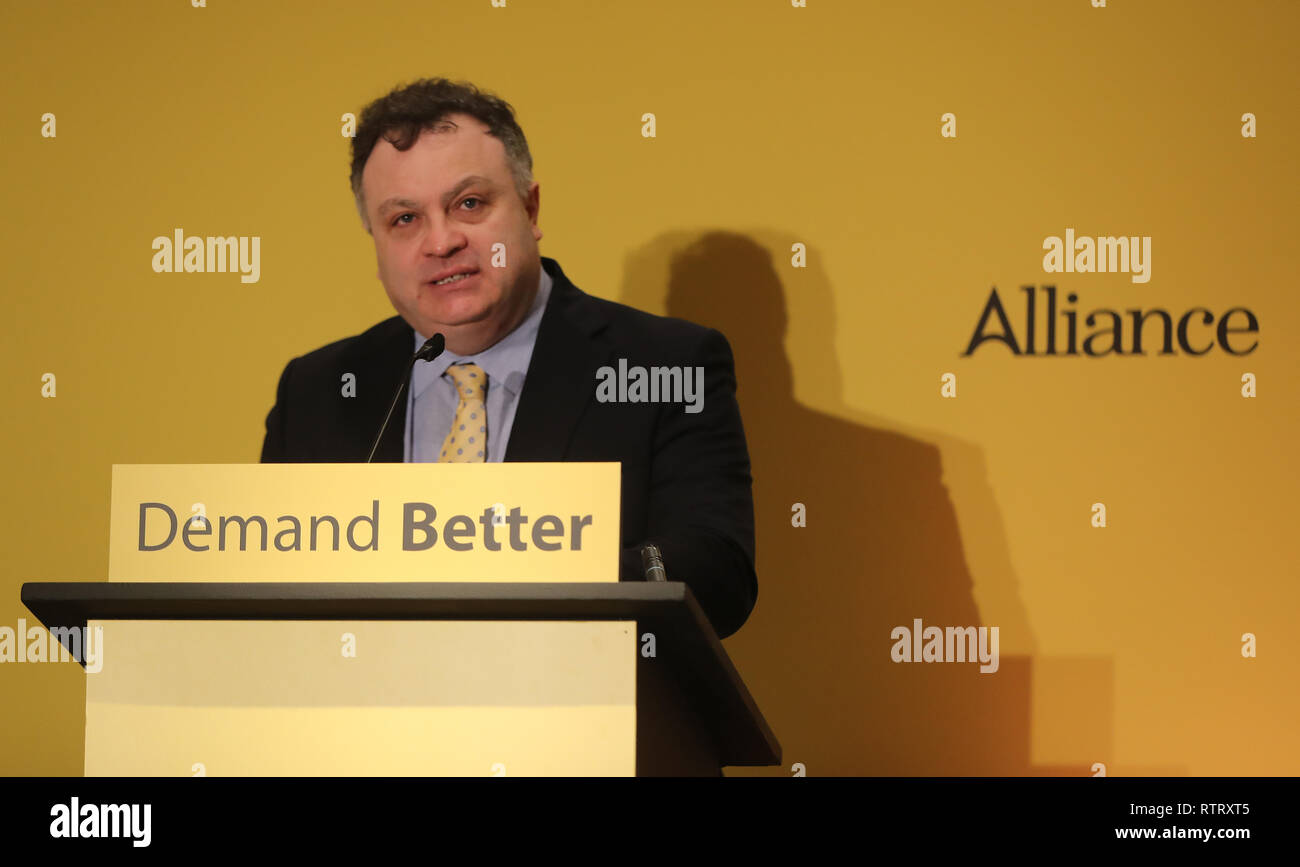Alliance Party deputy leader Stephen Farry addresses his party ...