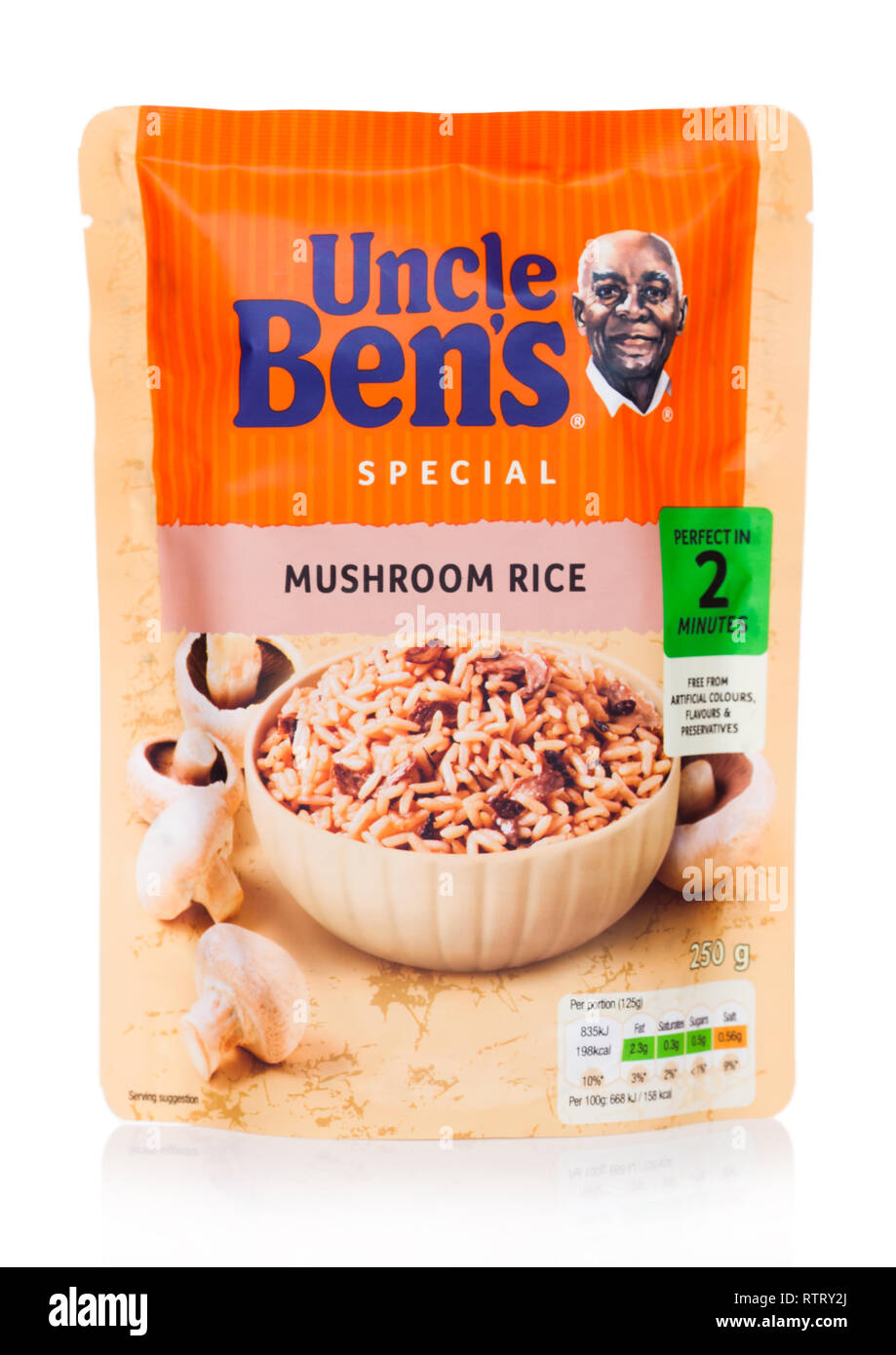 LONDON, UK - MARCH 01, 2019: Uncle Ben's Microwave Special Mushroom ...