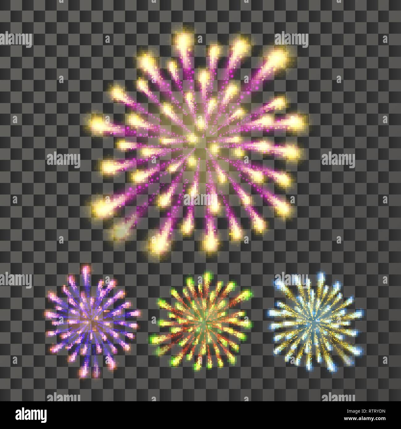 Firework Vector. Bursting Sparkling Star Petard Light Effect. Isolated On Transparent Background ...