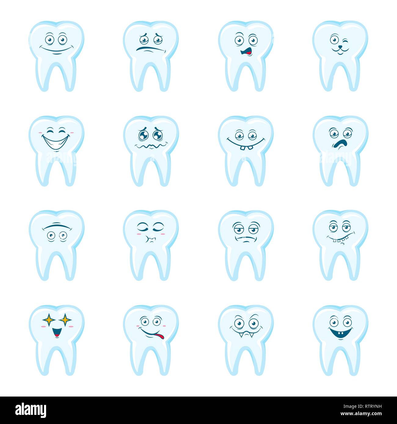 Happy teeth set. Cute tooth characters. Dental personage vector ...