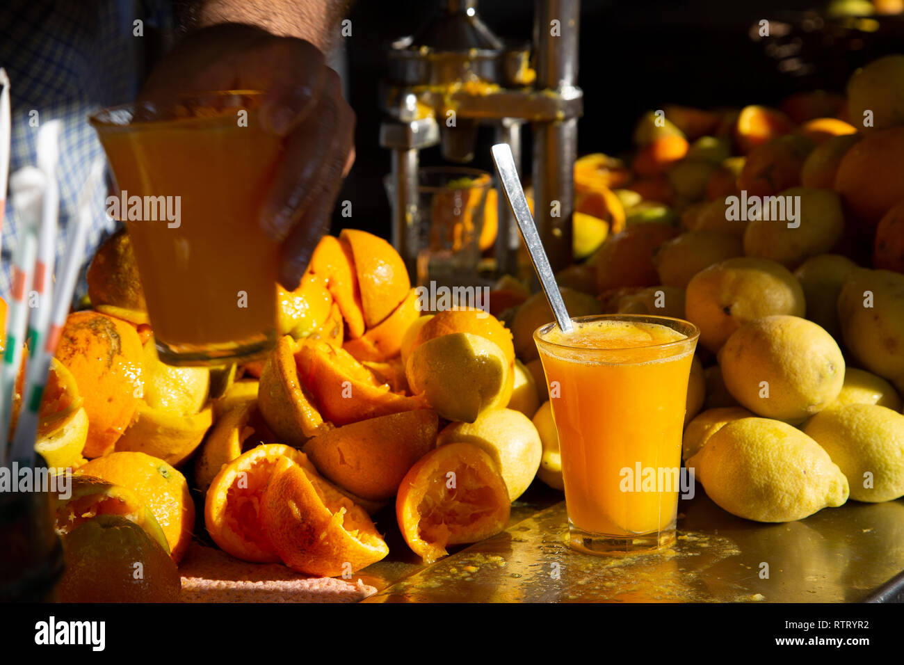 Kiosk in Sant Angelo in Ischia island that makes fresh orange and lemon ...