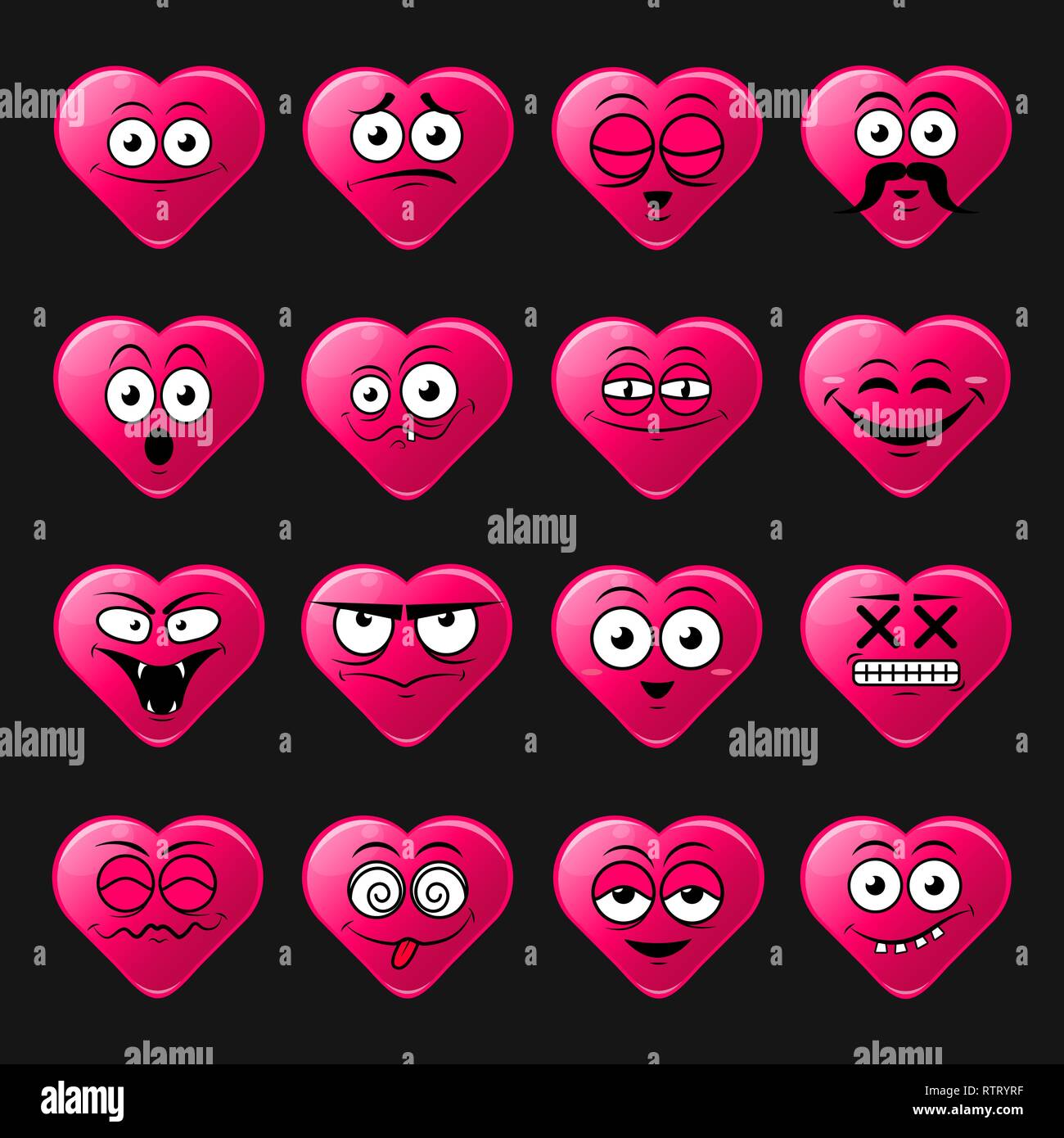 Happy red heart symbol emotions icons vector illustration Stock Vector ...