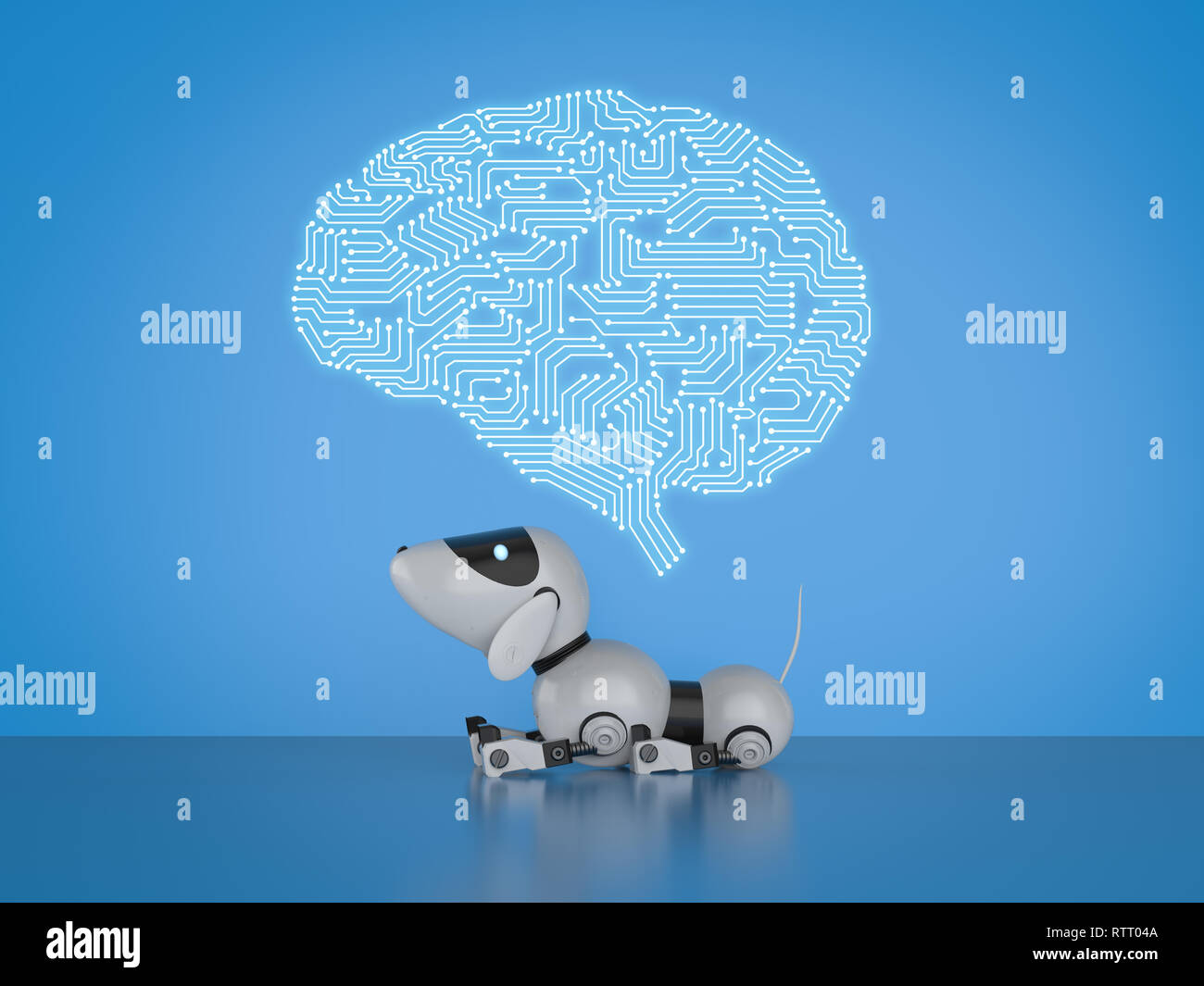 3d rendering dog robot with circuit brain Stock Photo - Alamy