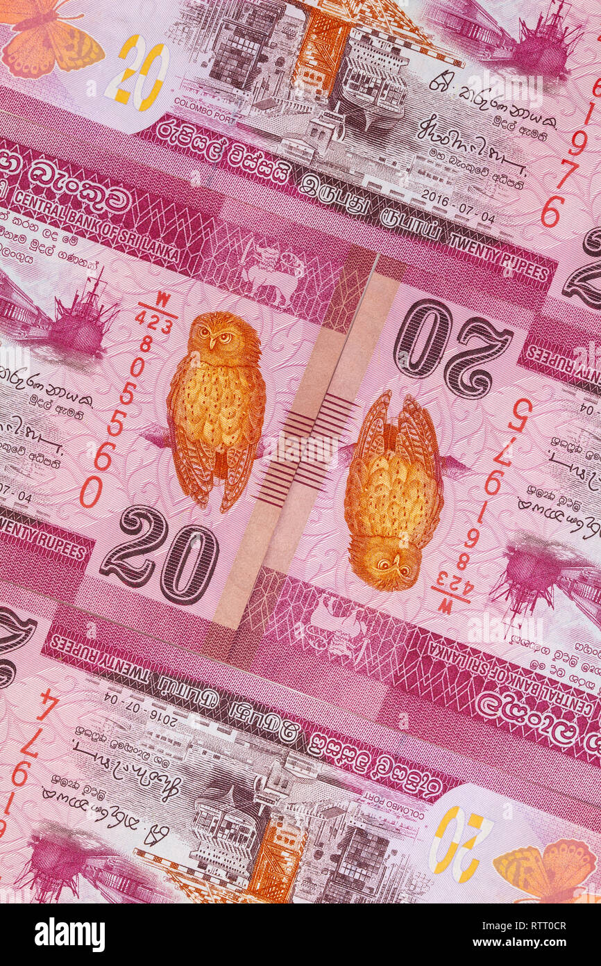 The symmetrical composition of Sri Lankan banknotes. Rupee, the ...