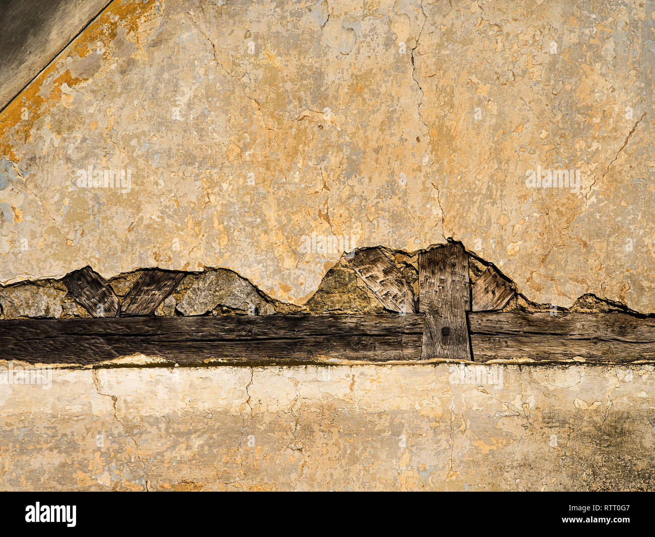 Old house wall building technique, exposed of decay Stock Photo - Alamy