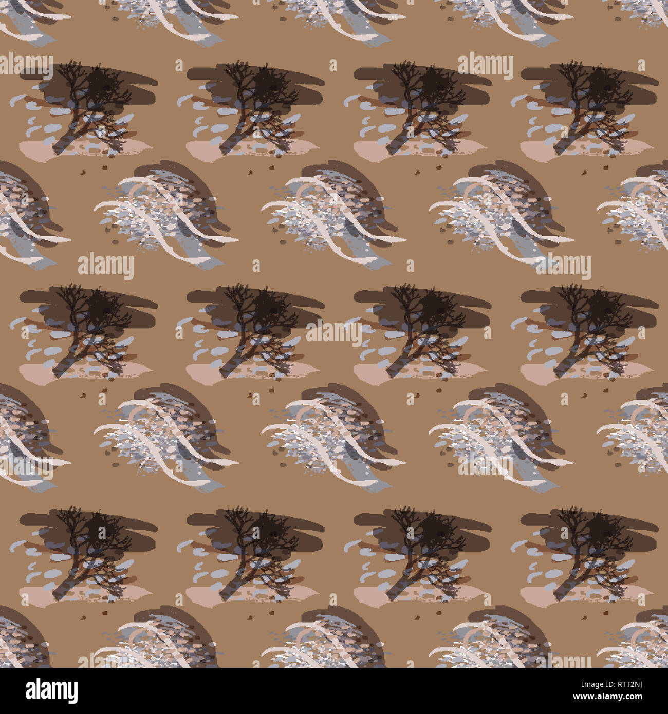 Military camouflage texture with trees, branches, grass and watercolor ...