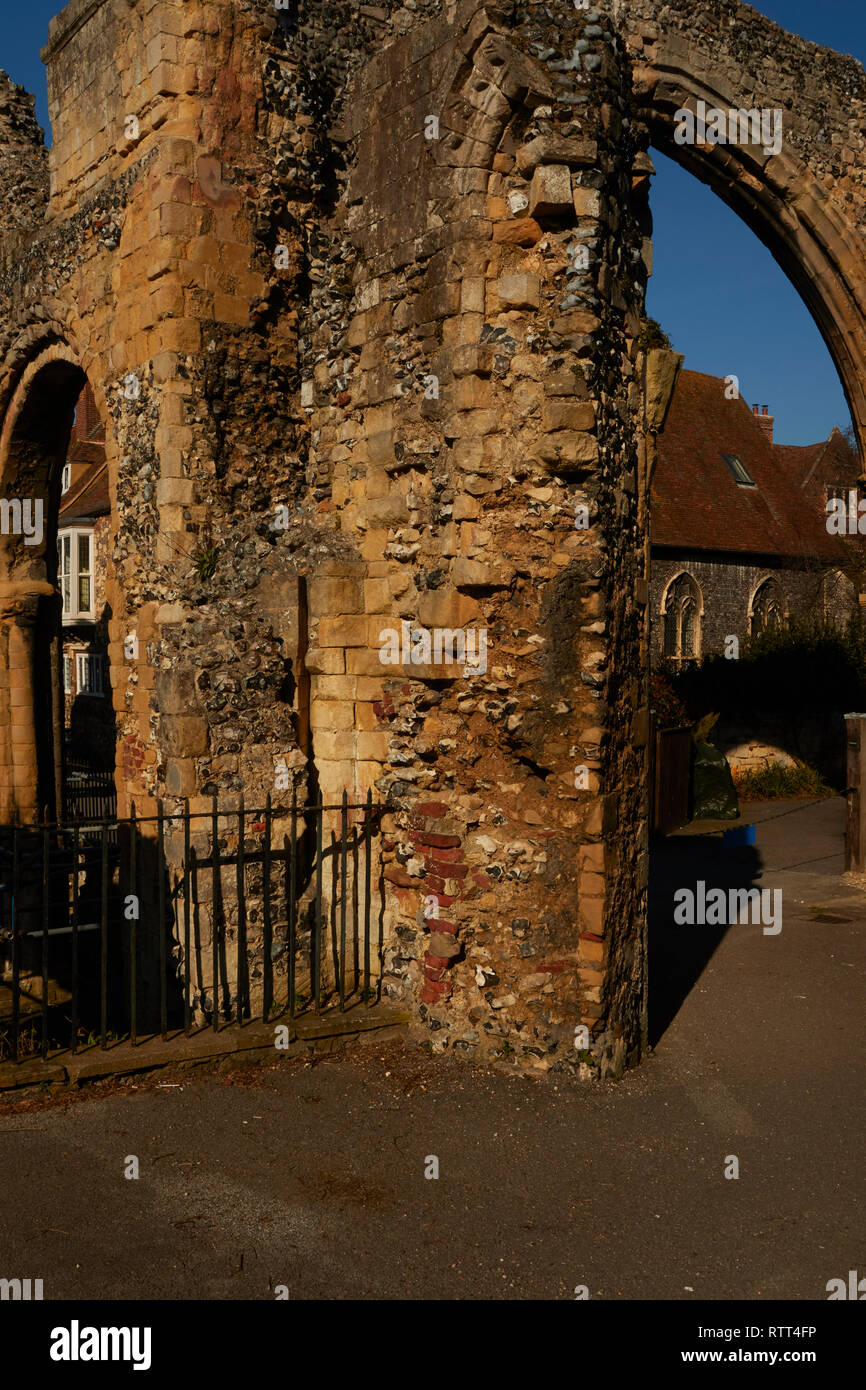 Ruins in the grounds of Canterbury cathedral, Kent, England, United ...