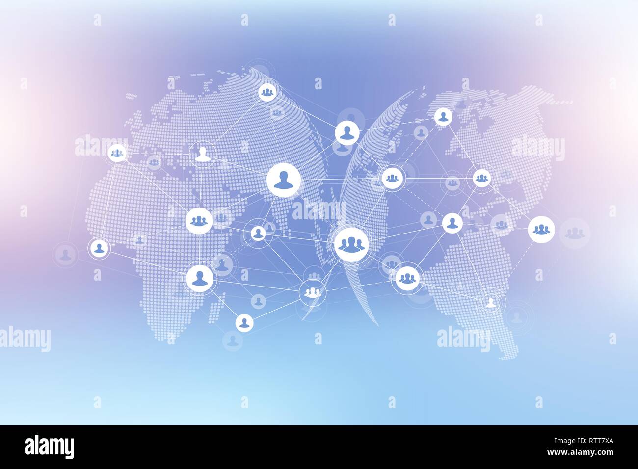 Abstract people connection technology concept with dotted world globe ...