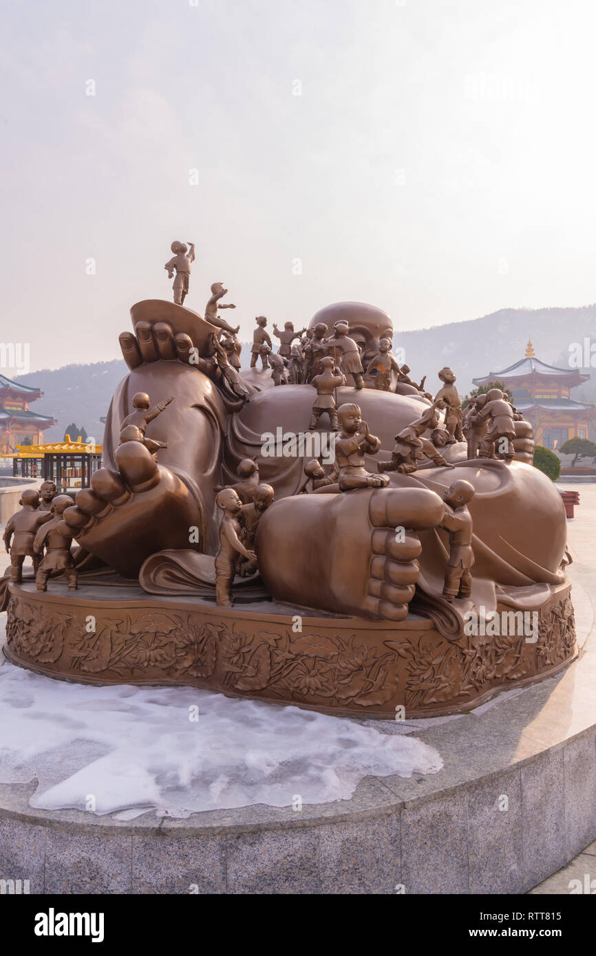 Longkou,Yantai,Shandong,China - December 19 2018 : buddha statue and ...