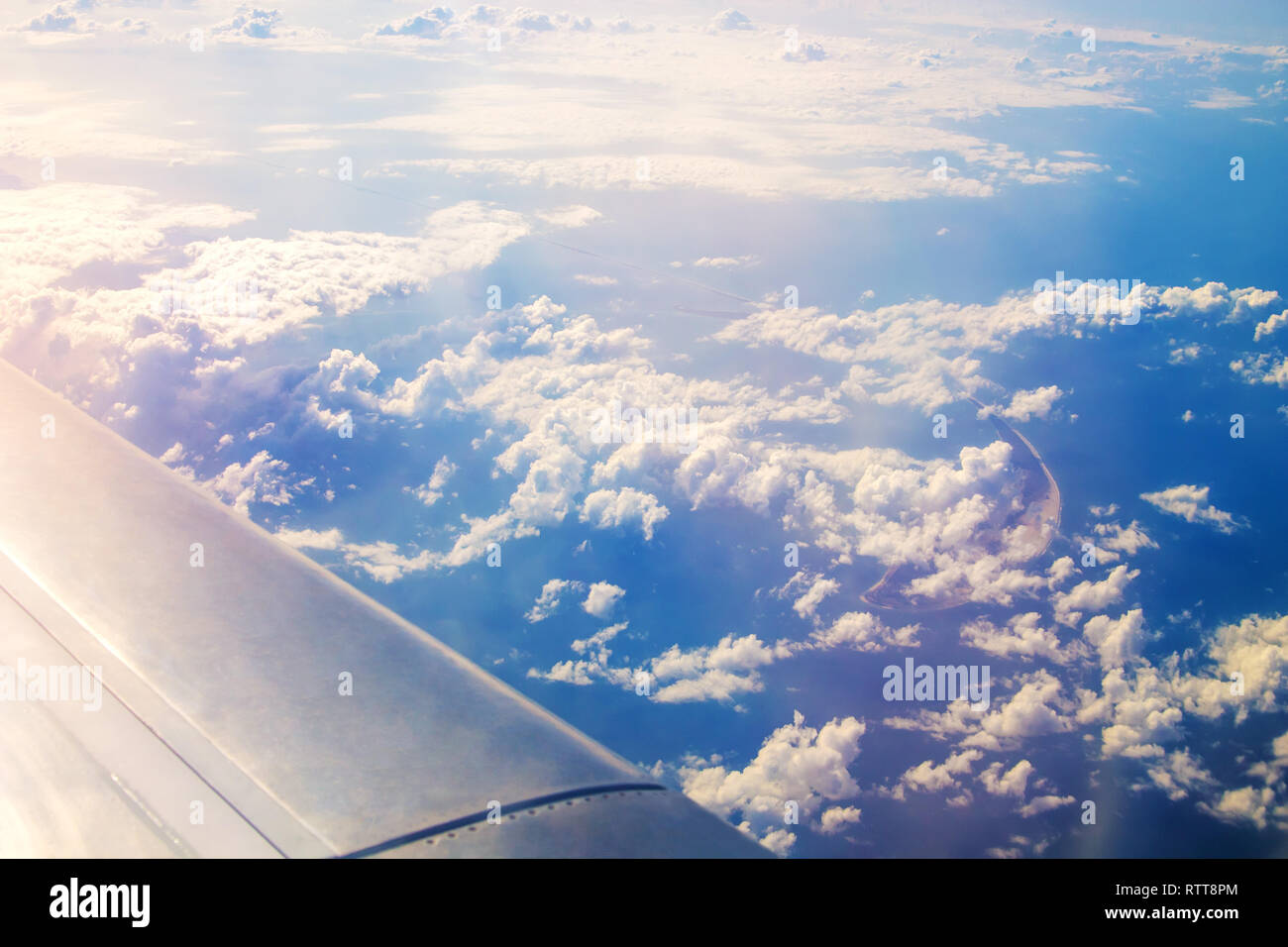 Plane window view of Tendra spit in the Black Sea Stock Photo - Alamy