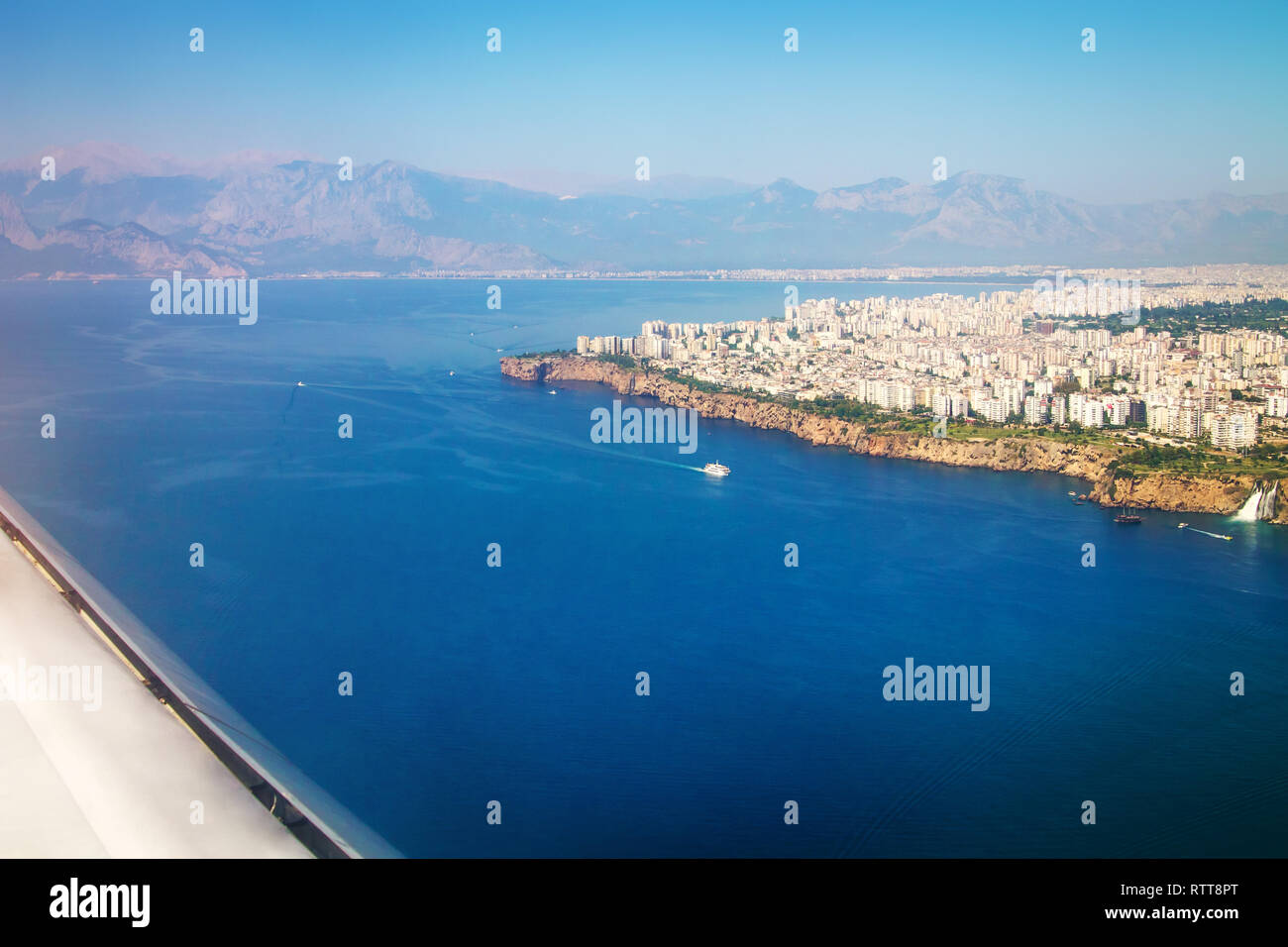 Plane window view of Antalya, Turkey Stock Photo - Alamy
