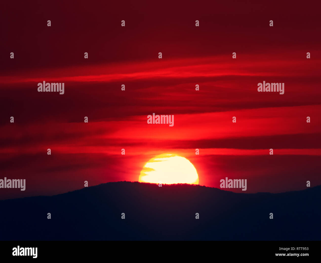 Fire Red Dawn Sky Forest High Resolution Stock Photography and Images ...