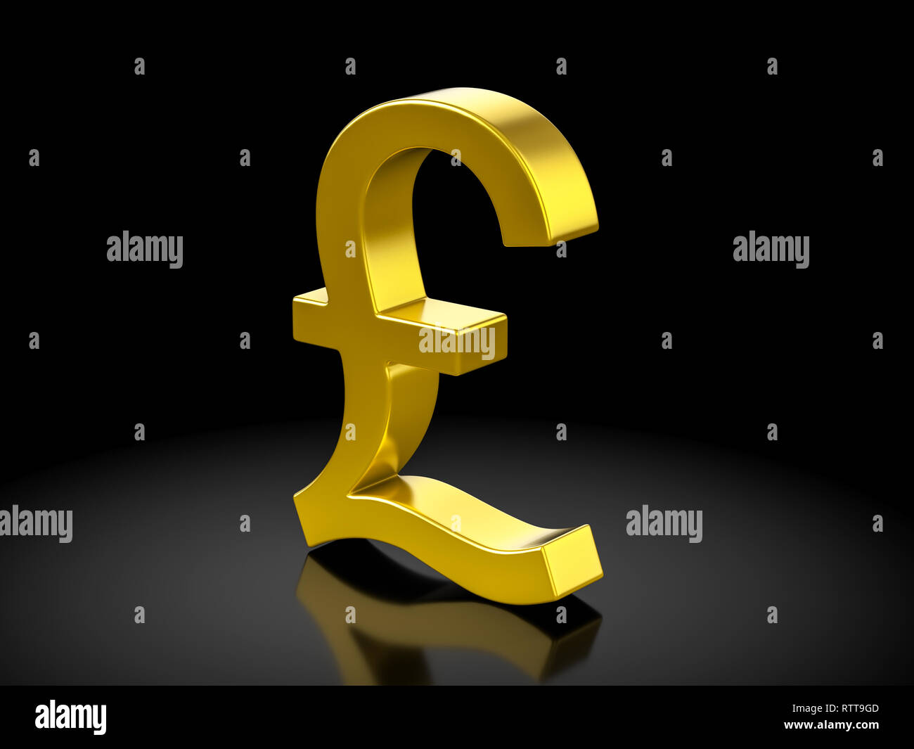 Gold pound symbol on a black background. 3d illustration Stock Photo ...