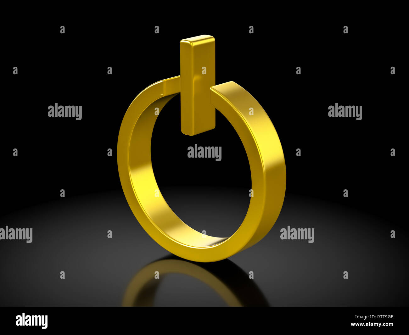 Gold power symbol on a black background. 3d illustration Stock Photo ...