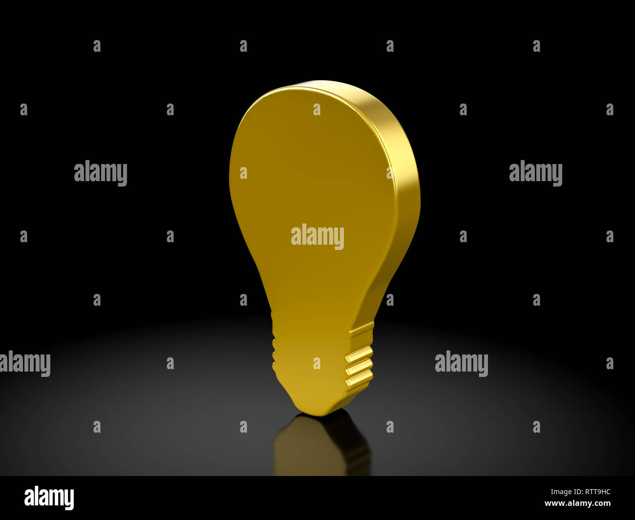 Gold bulb symbol on a black background. 3d illustration Stock Photo - Alamy