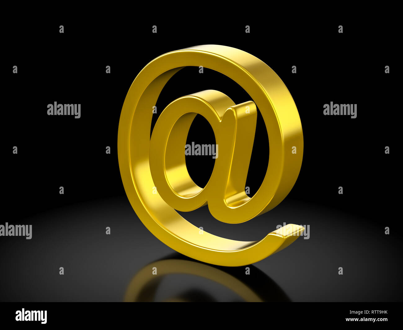 Gold email symbol on a black background. 3d illustration Stock Photo ...