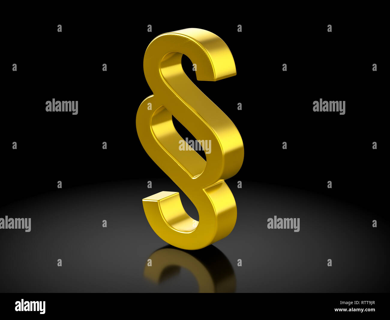 Gold paragraph symbol on a black background. 3d illustration Stock ...