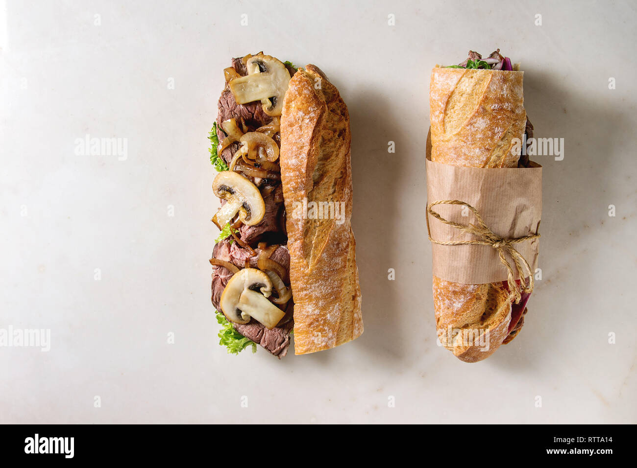 Beef baguette sandwich Stock Photo - Alamy