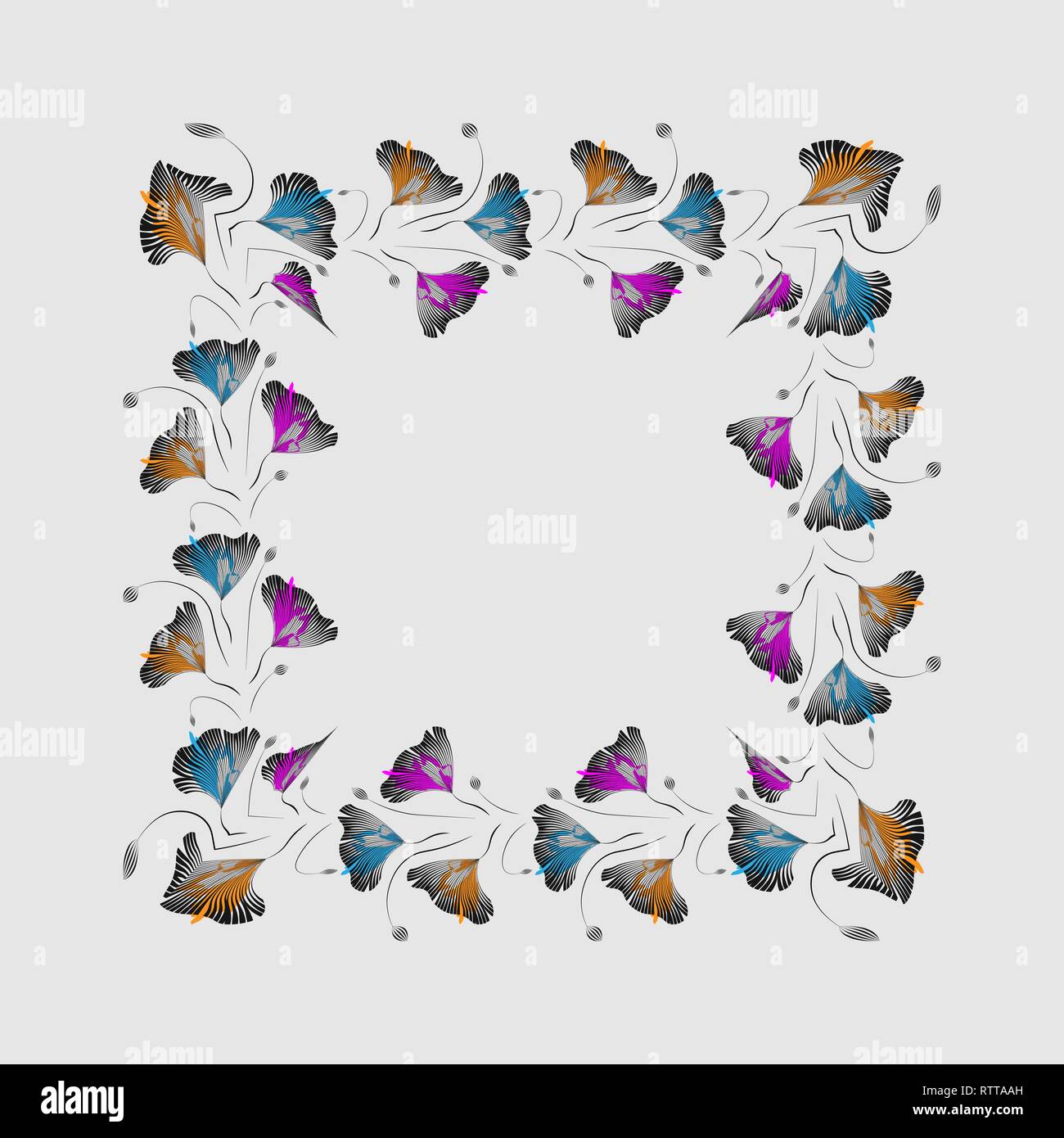 vector flowers square frame. Floral wreath for invitation, card ...