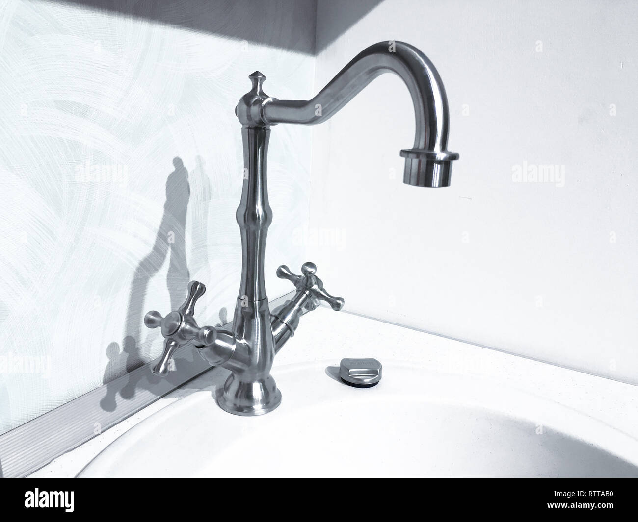 Vintage retro brass water tap faucet closeup on light background Stock ...