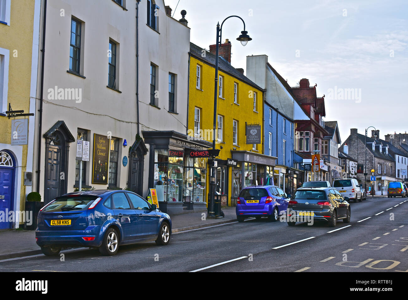 A street view of the High Street in the Welsh market town of Cowbridge ...