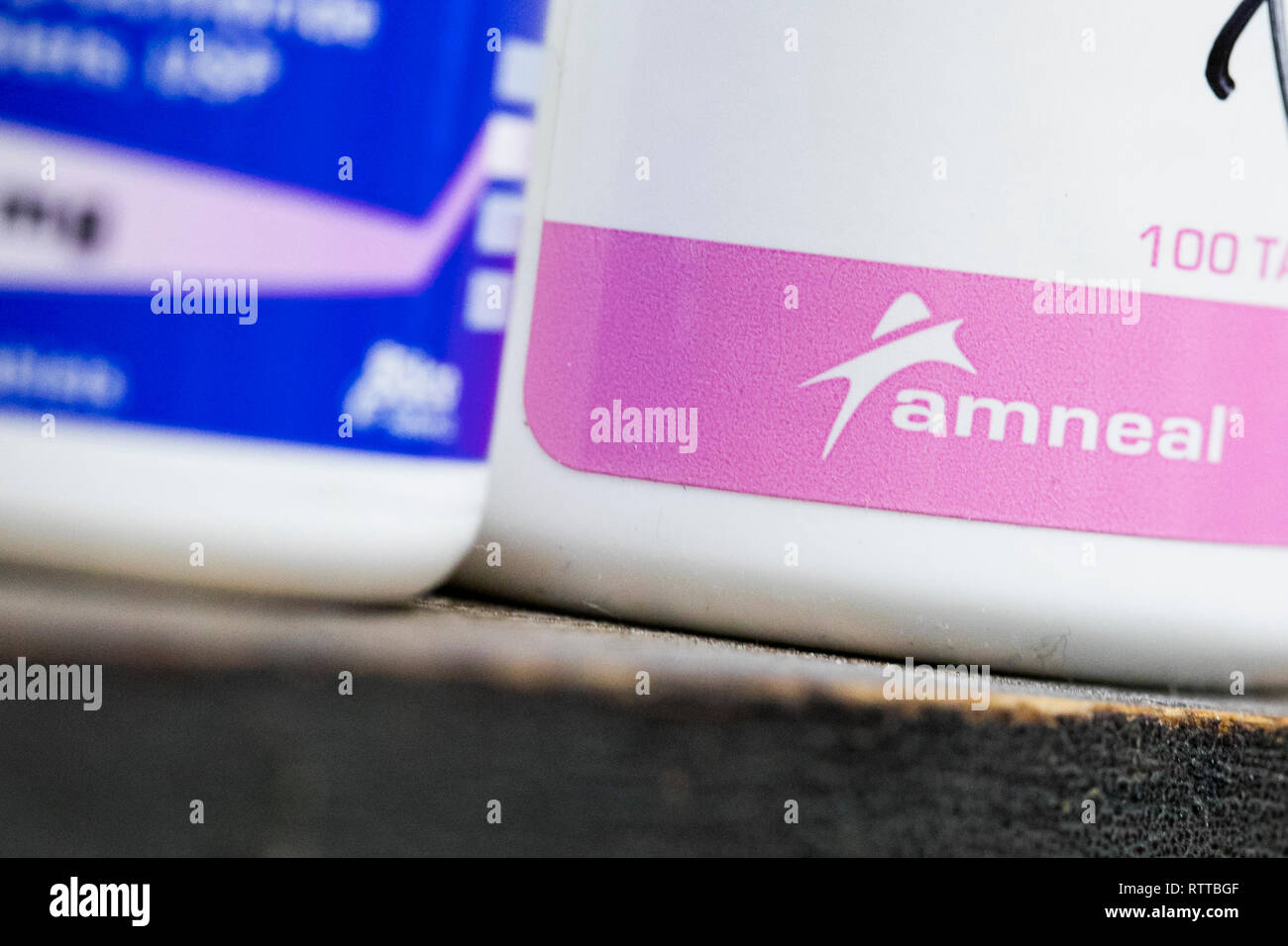 A Amneal Pharmaceuticals logo is seen on prescription pharmaceutical ...