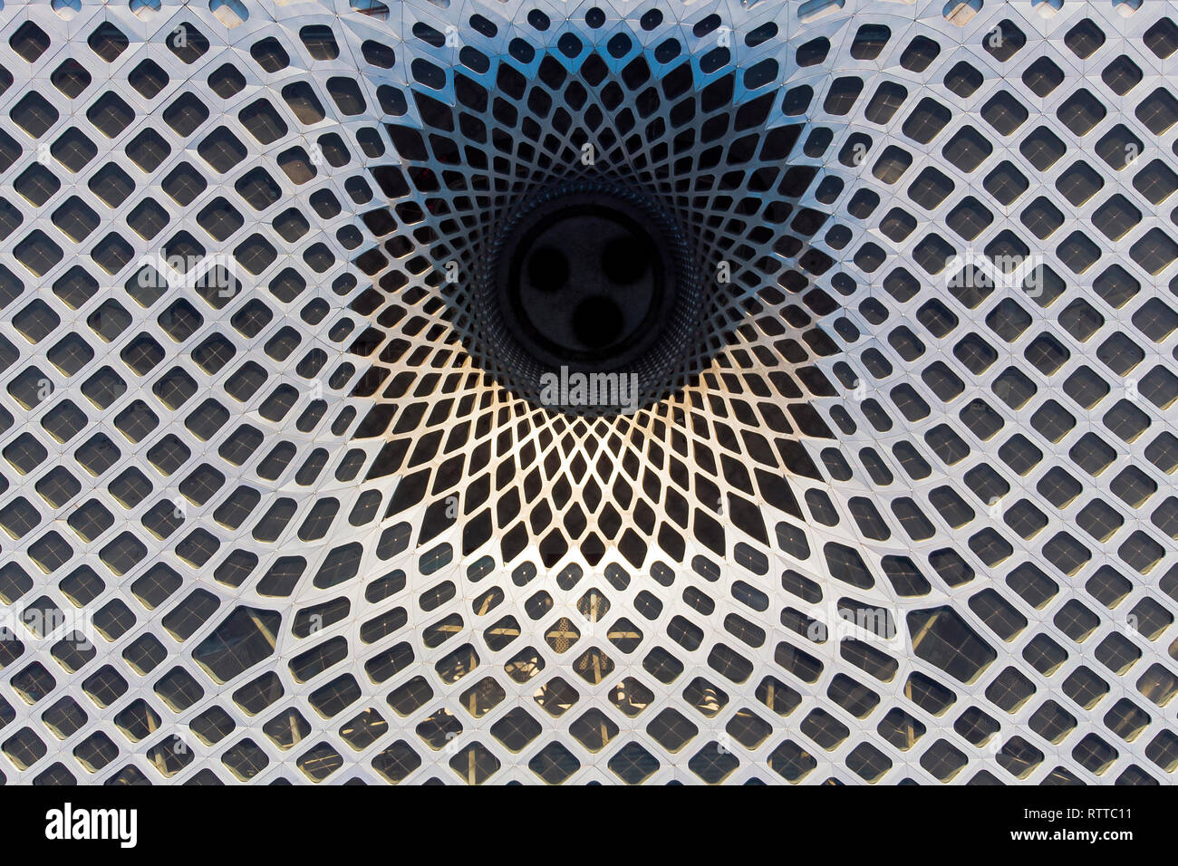 CHINA, SHENZHEN - MAY 18, 2018. Funnel Pattern of a Sport Center Roof ...