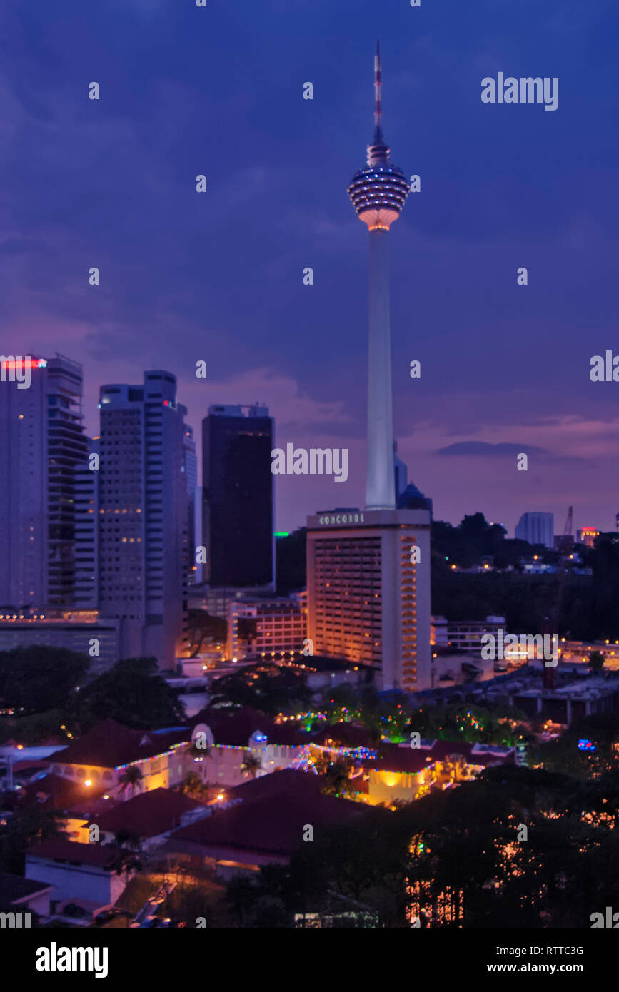 Kuala Lumpur Tower at night in in Kuala Lumpur, Malaysia Stock Photo ...