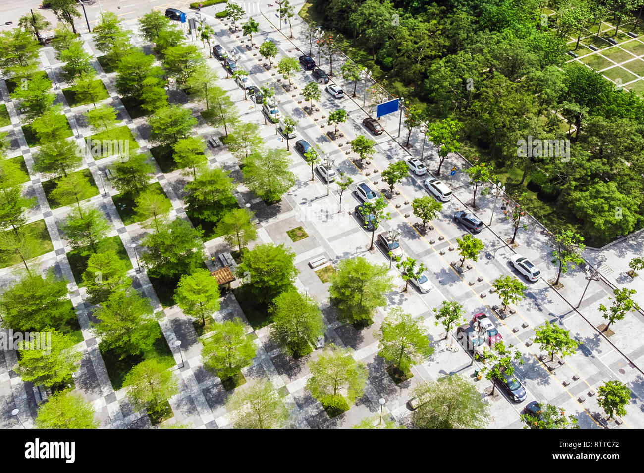 Aerial View of Rational Urban Environment. Green Public Park Design and ...