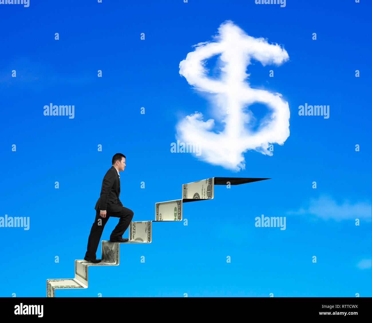 Businessman climbing stairs cloud hi-res stock photography and images ...